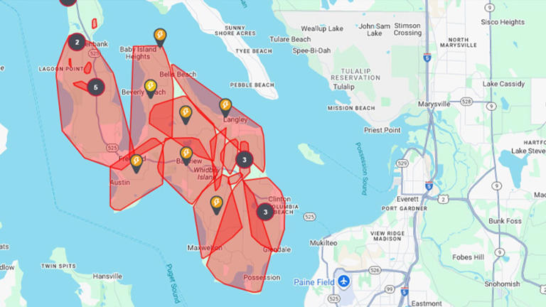 Crews race to restore power on Whidbey Island, WA, after windstorm