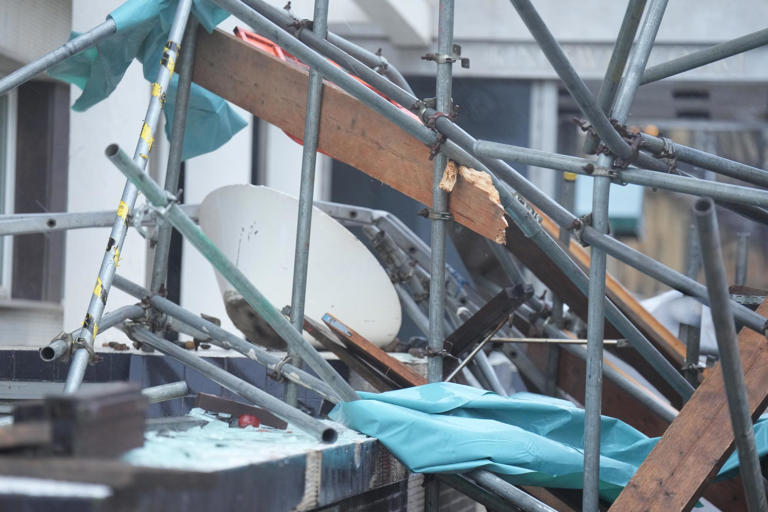 Scaffolding collapses on top of cars in East Sussex - In pictures