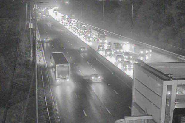 Queues on the M62 after multi-vehicle crash in Warrington