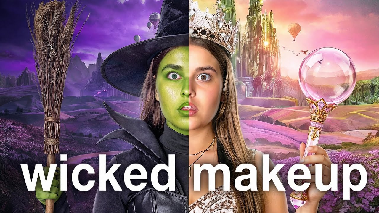 Green vs pink makeup challenge - Wicked edition!💚💗