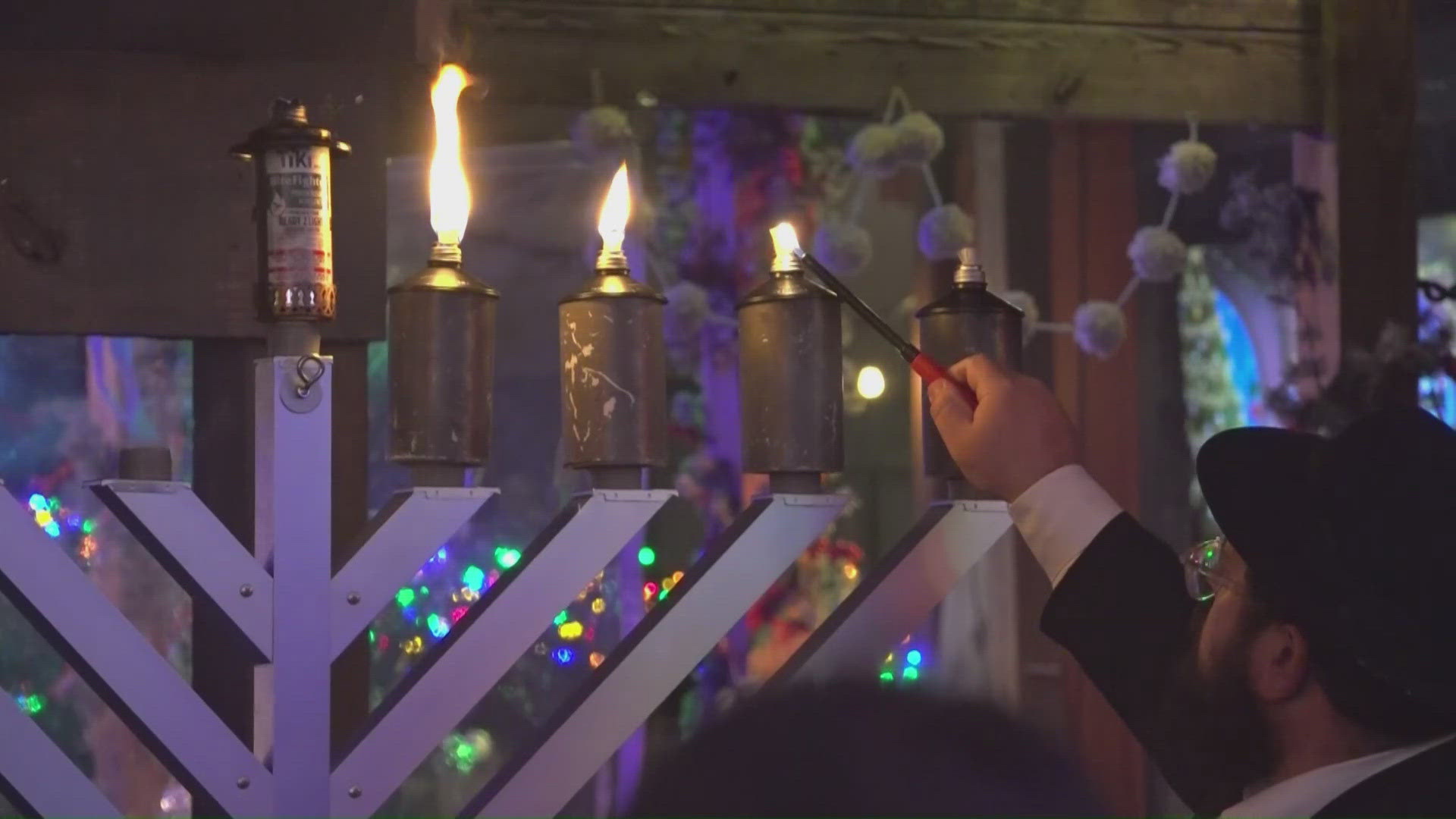 Hanukkah celebration at the camp