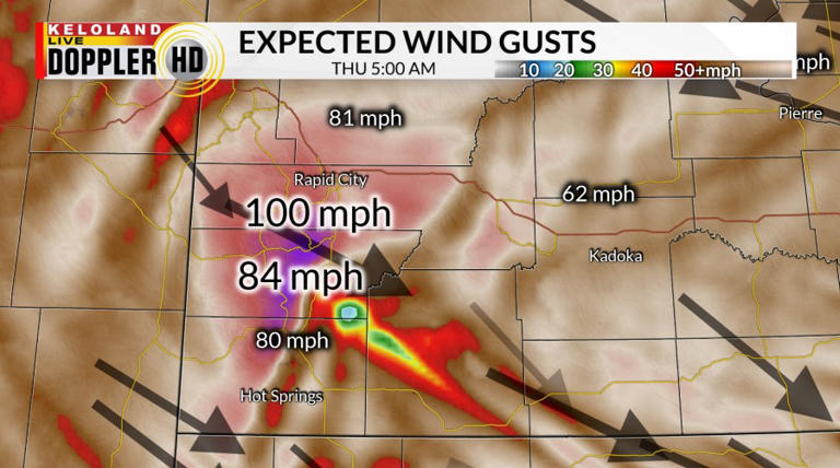 100 mph winds overnight in Rapid City; blizzard developing east