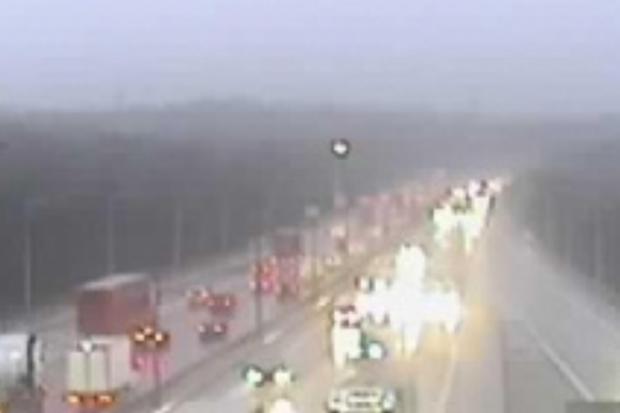 Very slow traffic due to accident on motorway