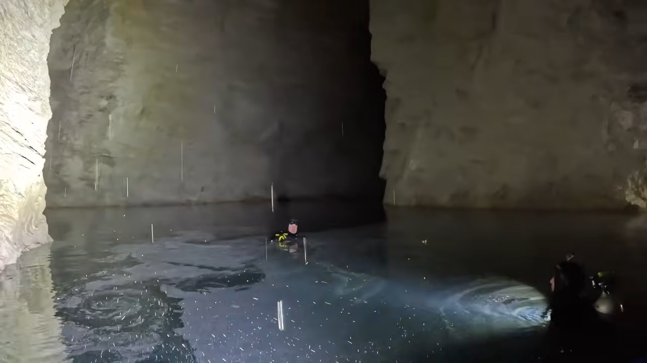 Watch this scuba dive in a giant marble mine go wrong