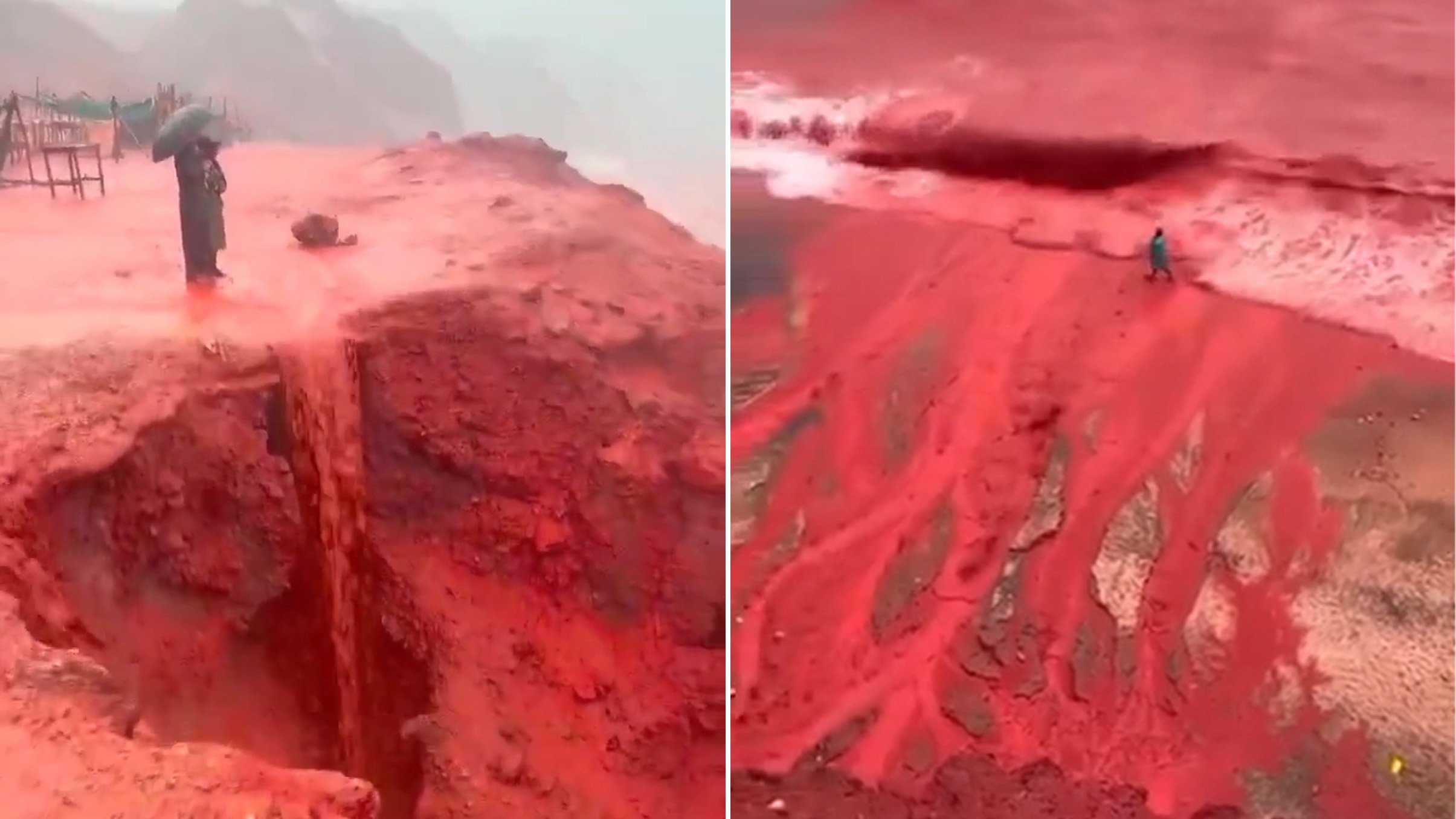 Water turns 'blood red' in Persian Gulf sparking fears