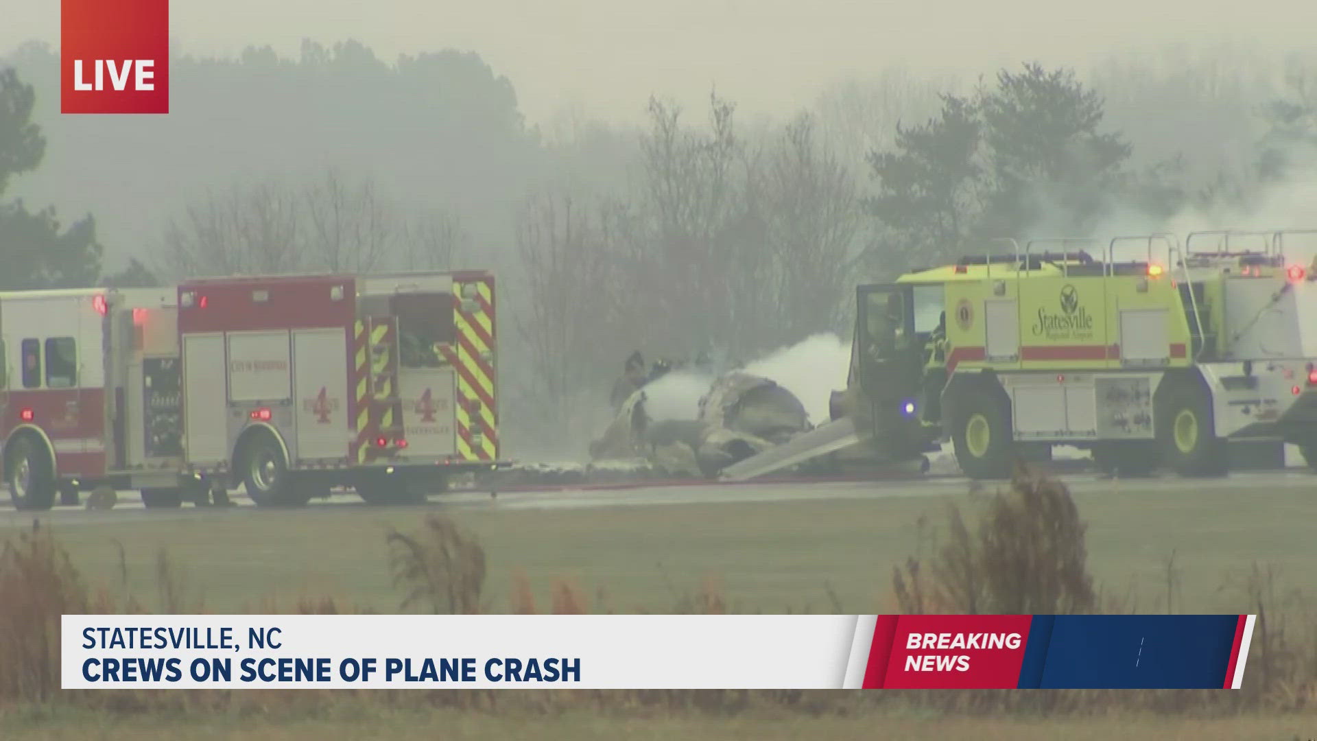 Crews on scene of a plane crash in North Carolina