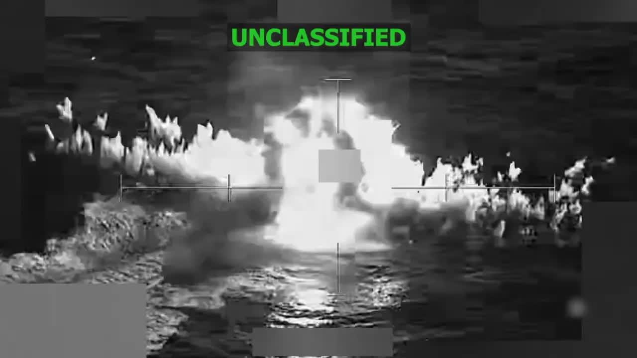 Classified footage of the US Navy destroying a terrorist boat