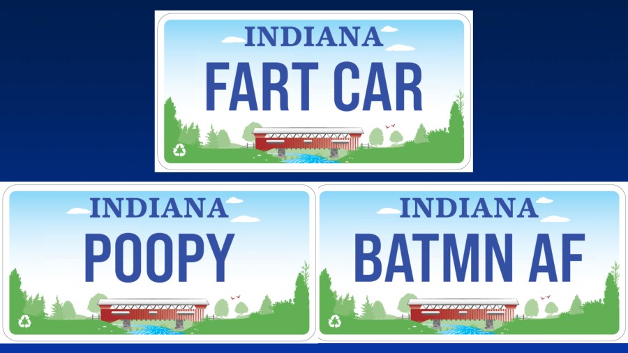 'Hocktua,' 'Diddy' & 'Poopy': Indiana BMV's 2025 rejected license plates