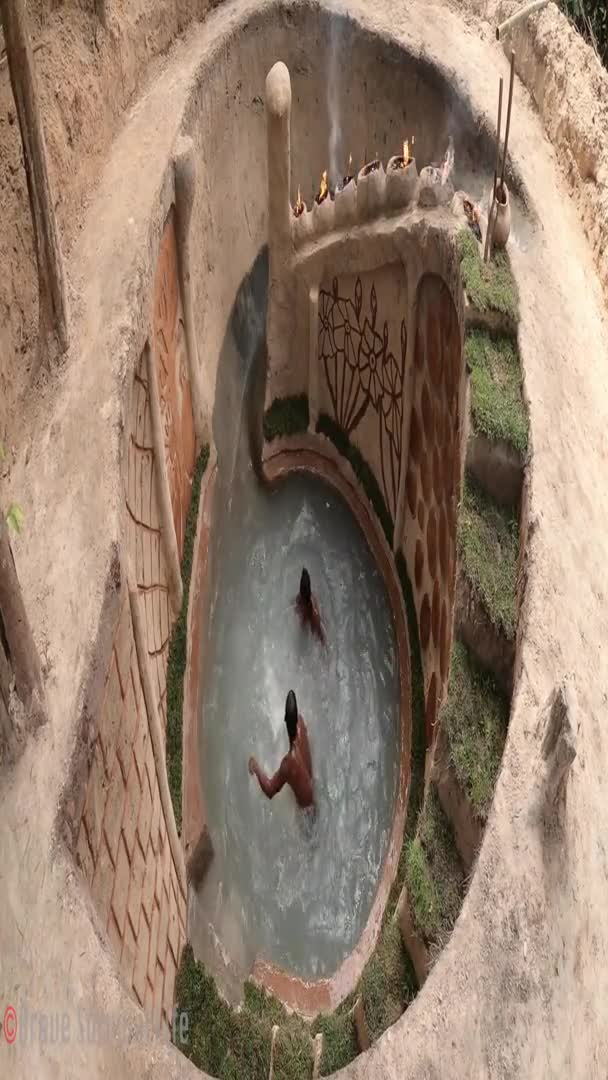 DIY underground pool with slide & underwater temple: Ancient design ...