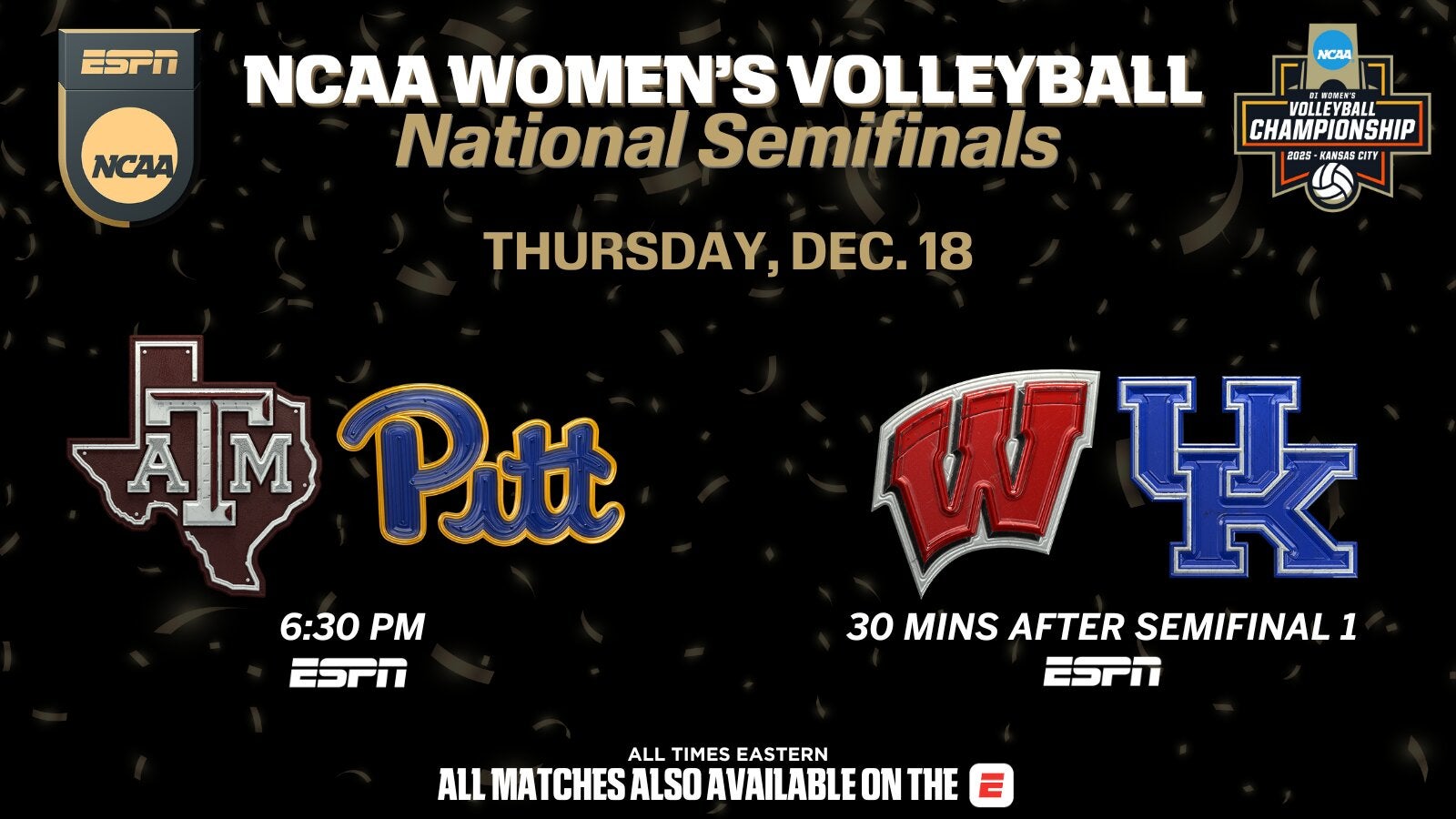 Who moves on from the 2025 NCAA women's volleyball semifinals?