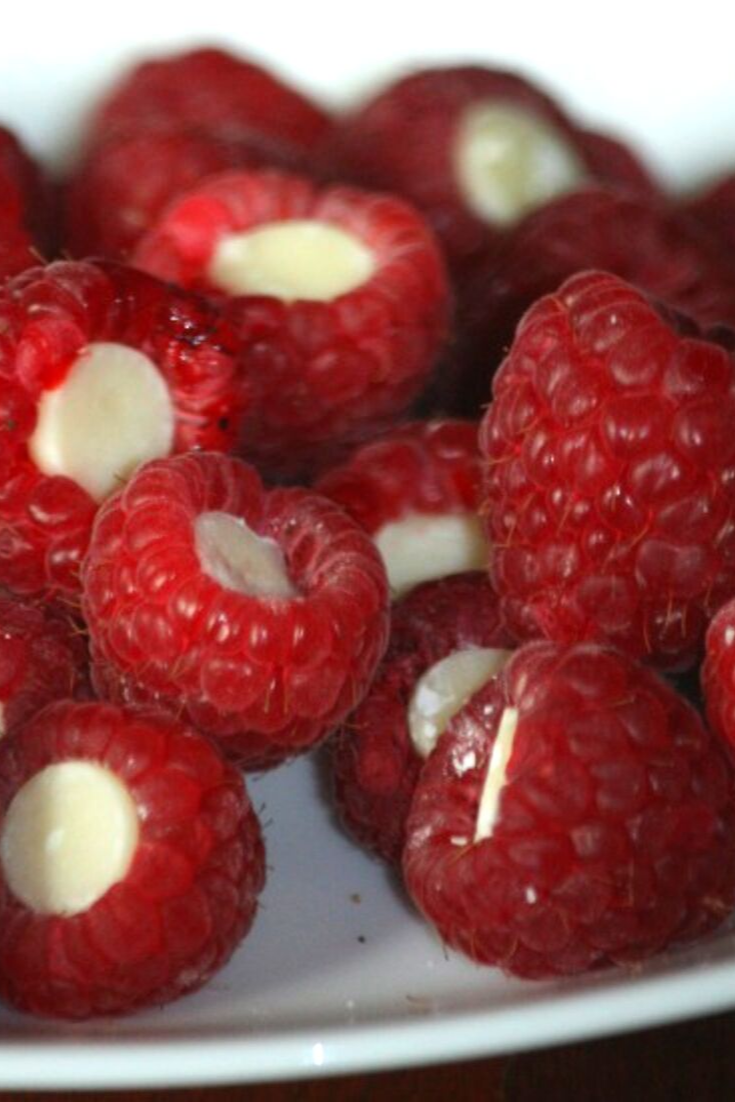 White chocolate stuffed raspberries