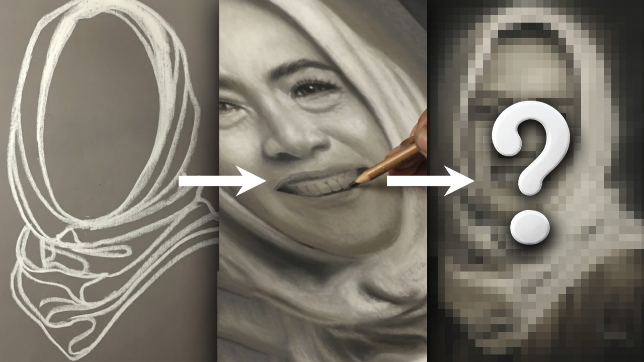 Elegant realistic artwork bringing an exotic sister’s smile to life