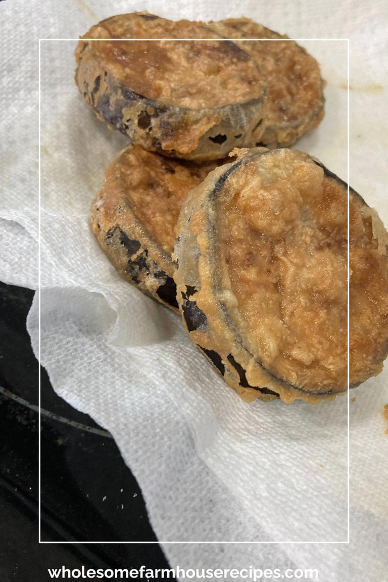 Old-fashioned fried eggplant with pancake batter recipe