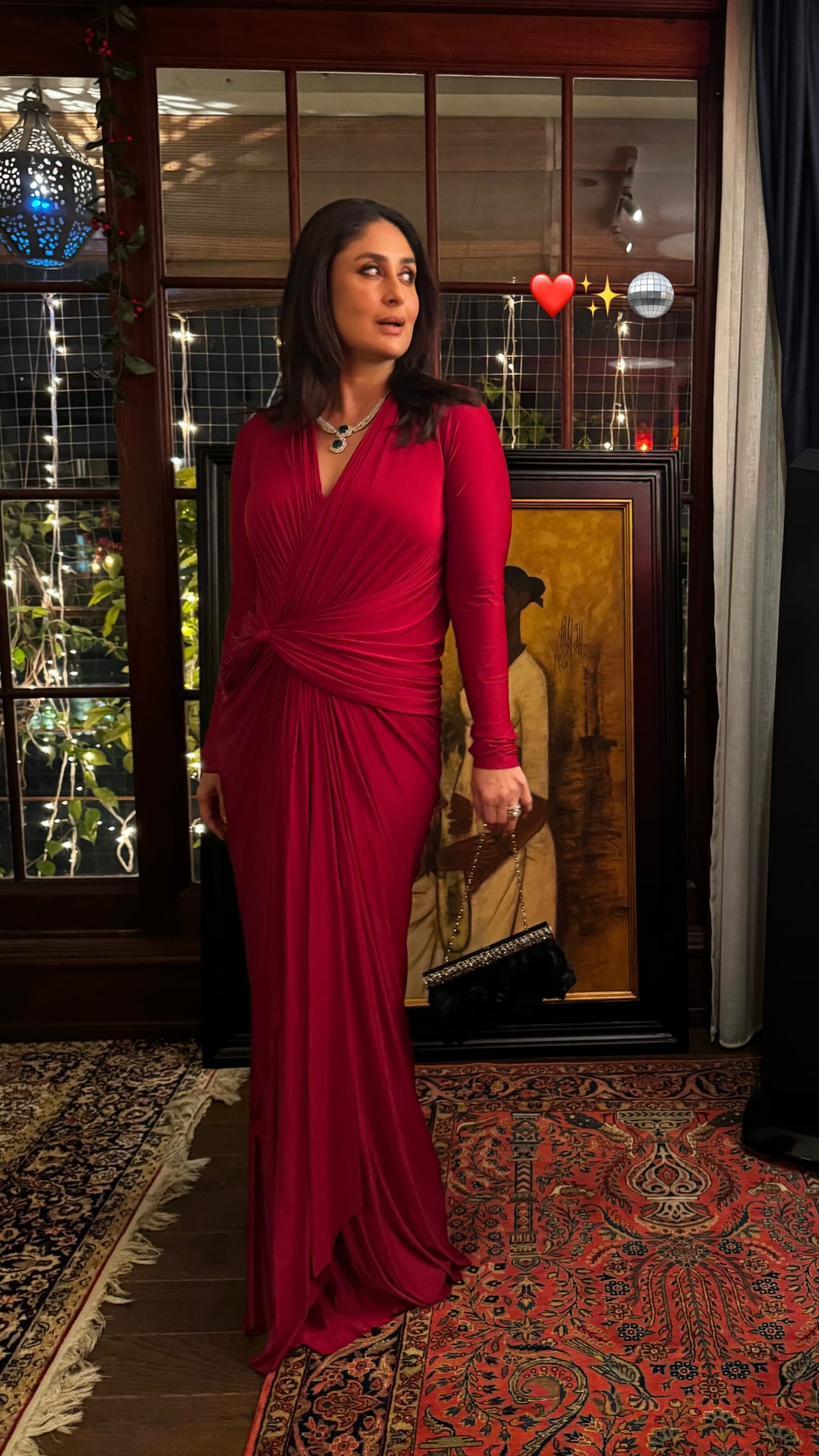 Kareena Kapoor embraces the Christmas spirit in a timeless red Malini Ramani gown