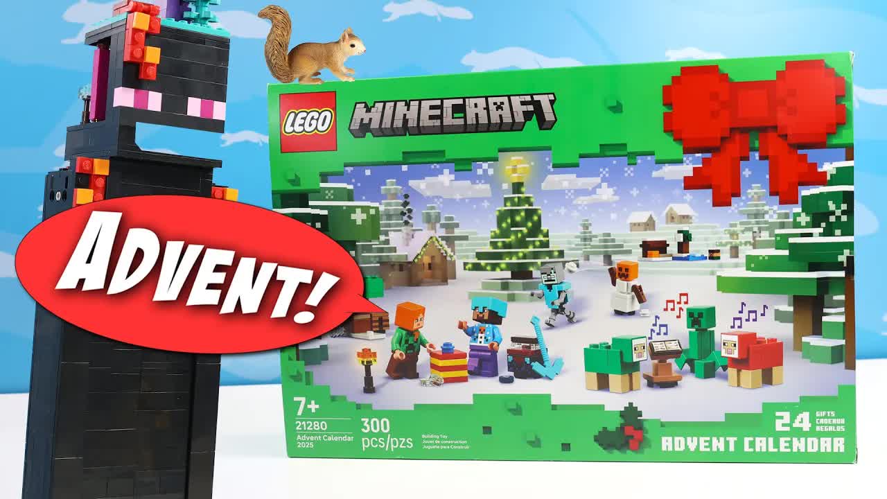Minecraft 2025 advent calendar LEGO builds an evil snow golem!