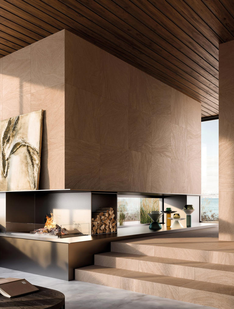 Ceramiche Refin's textured Ink collection features hand-drawn graphics