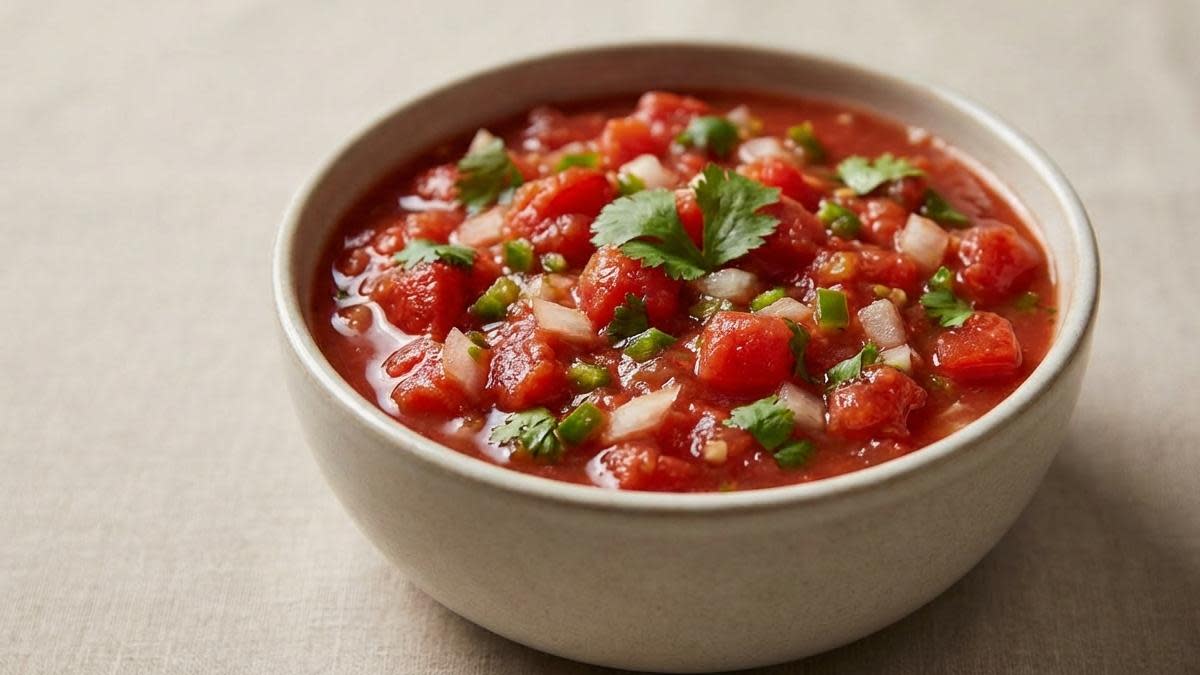 Quick salsa with tomatoes, lime, and cilantro