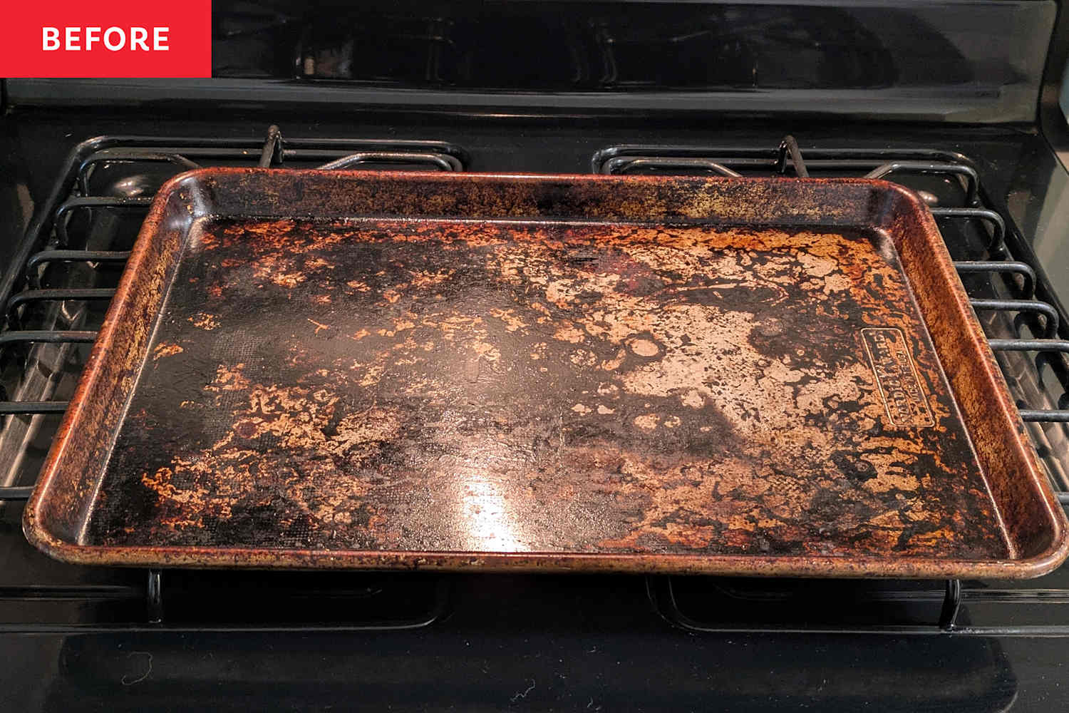 My favorite method for cleaning stained baking sheets is pure magic ...