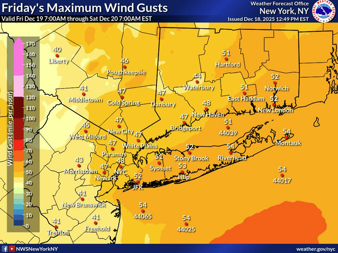 Wind advisory for North Jersey with heavy rain also in Friday forecast