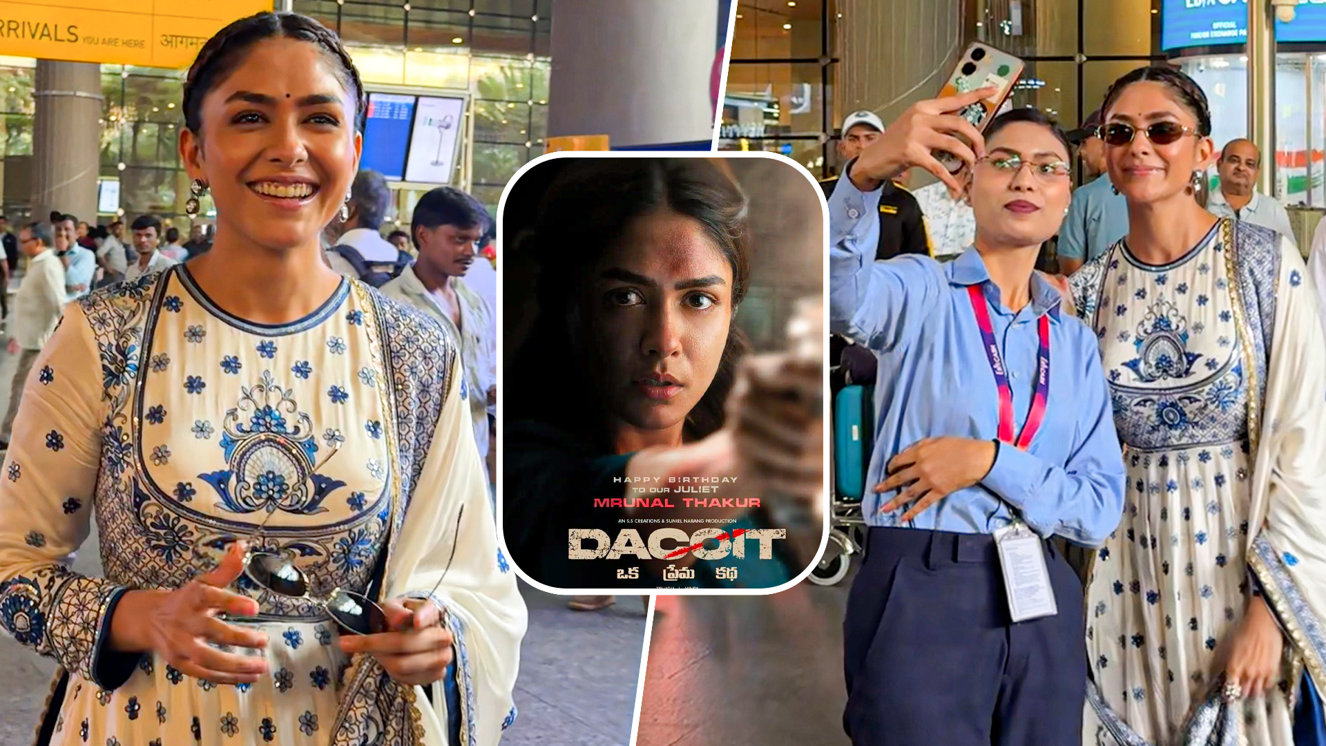 Excited fans click snaps with Mrunal Thakur at Mumbai airport, all set ...