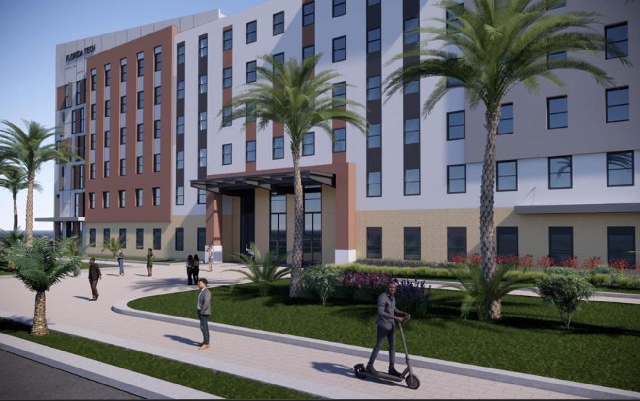 Big Florida Tech six-story student housing taking shape on Babcock Street