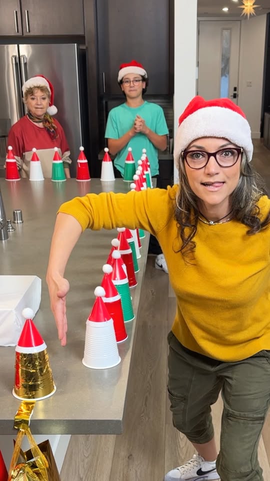 Tipping Santa hats – fun holiday tradition for Santa’s presents