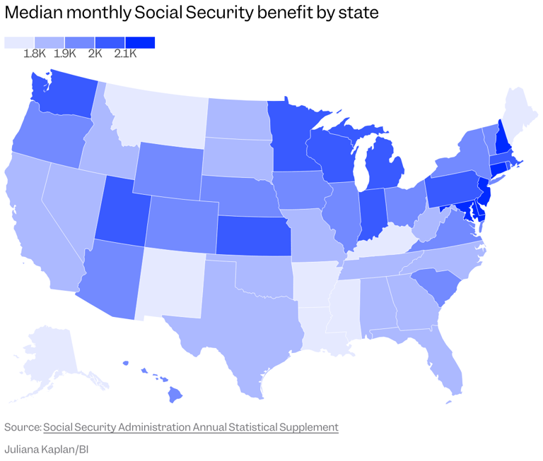 Social Security payments vary by state. Here's where retirees get the ...