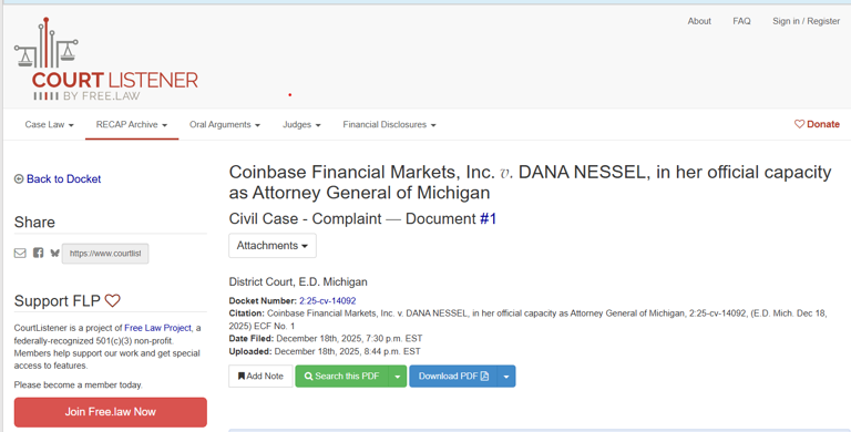Coinbase borrows Kalshi’s playbook, sues three states over prediction ...