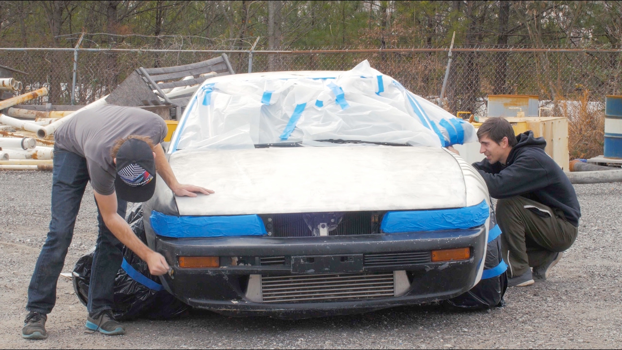 Nissan 240SX $100 paint job- how to spray paint a car properly