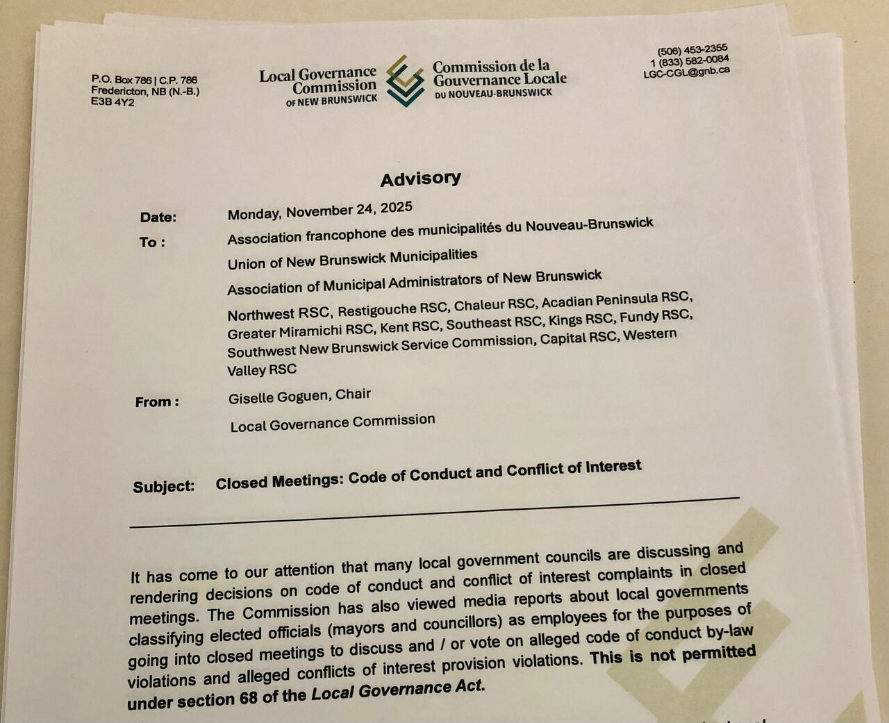 Municipal officials 'shocked' to learn they've been breaking NB law ...
