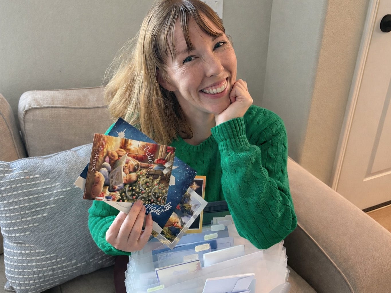 I keep all of the holiday cards my loved ones send. In the future, I'll ...