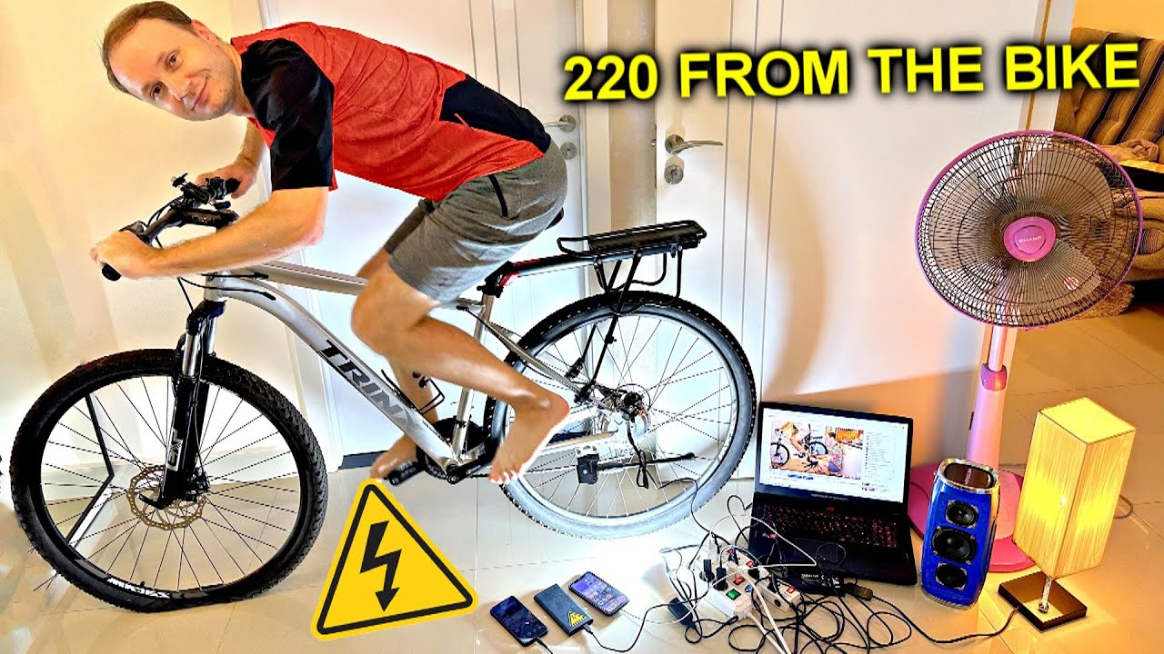 DIY 220V bicycle generator for powering multiple devices