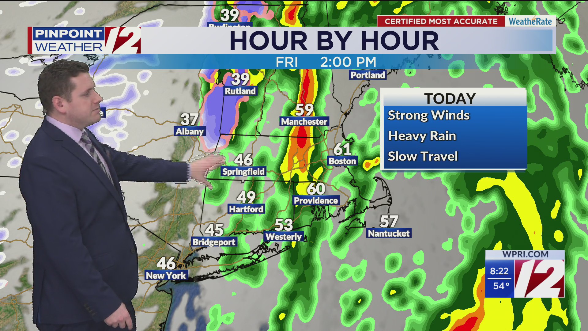 WPRI 12 weather forecast 12/19/25: Strong winds, heavy rain today ...