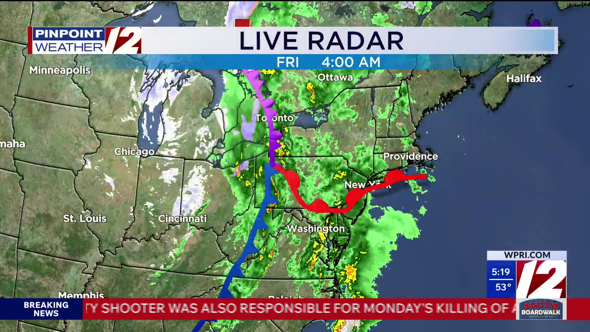 WPRI 12 weather forecast 12/19/25: Damaging winds, heavy rain today