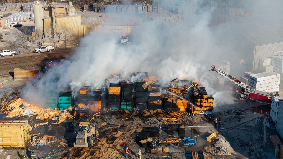 See how KCFD put out huge lumberyard fire in east Kansas City