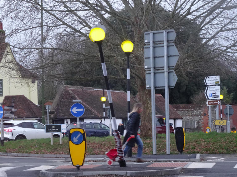 Damaged crossing beacons on Chichester’s Dutch-style roundabout to be ...