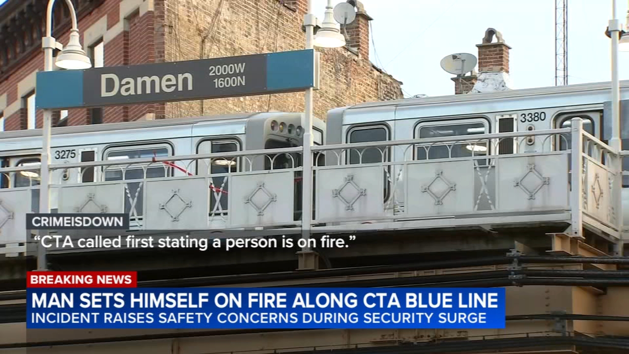 Person sets himself on fire near CTA Blue Line stop, spurring fear ...