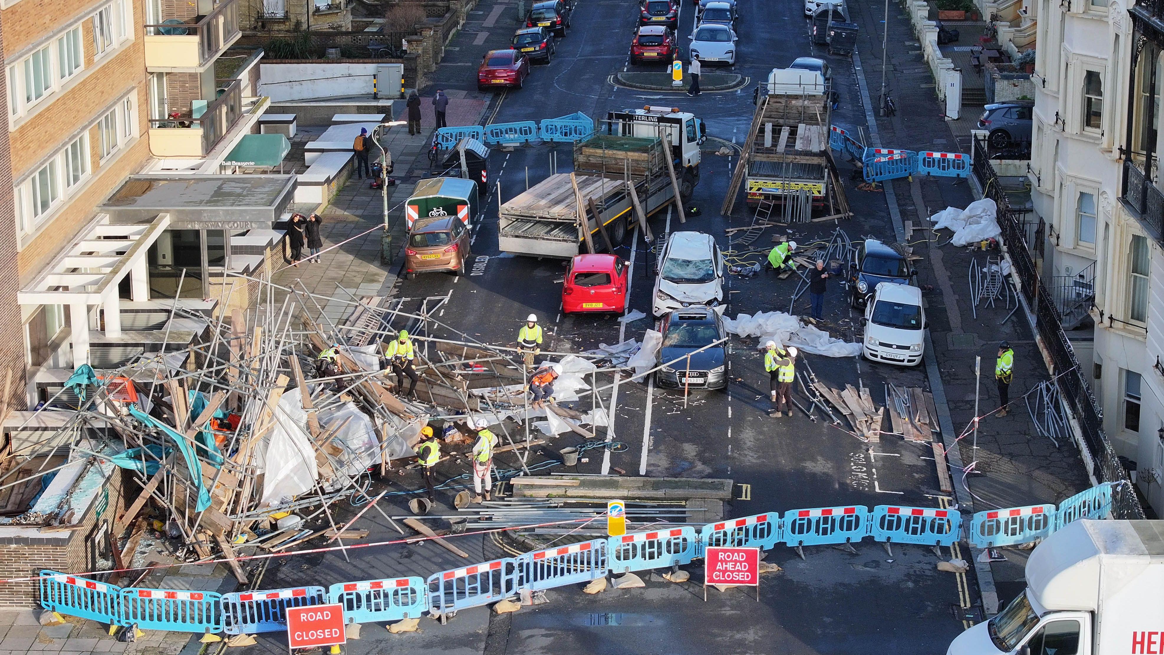 Clear up continues after scaffold collapse