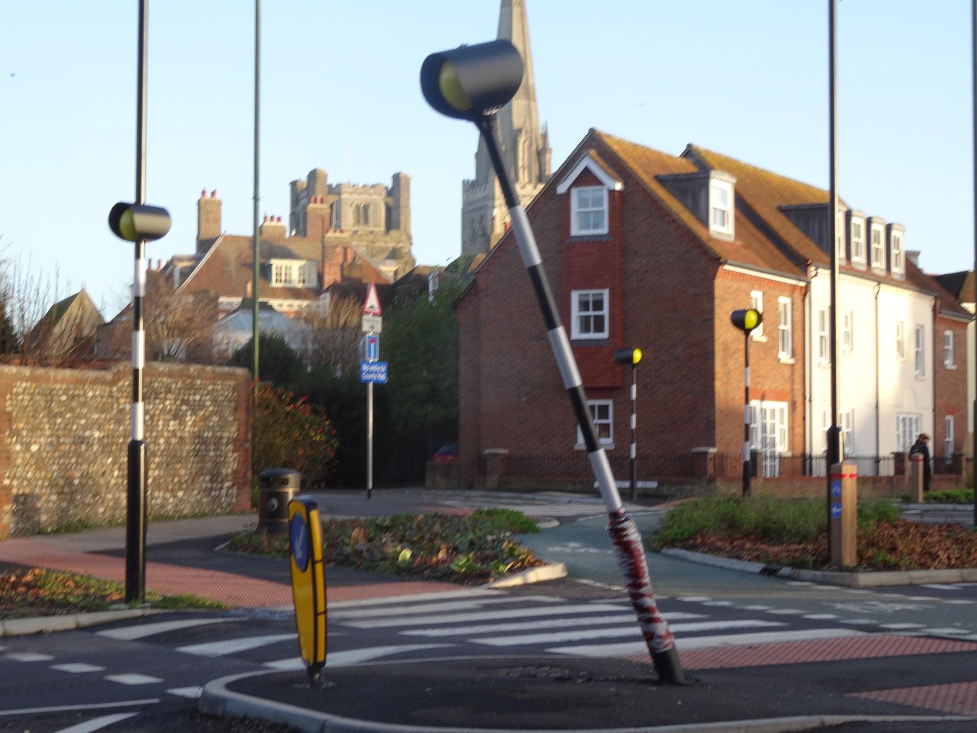 Damaged crossing beacons on Chichester’s Dutch-style roundabout to be ...