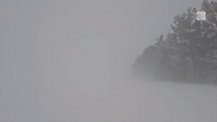 Blizzard conditions in Manitoba created zero visibility