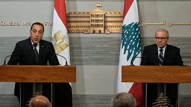 Egypt's prime minister Madbouly meets Lebanese president Aoun