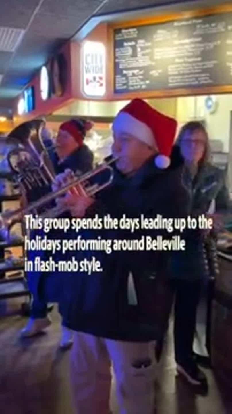 Single Malt Brass Band performs in Belleville before Christmas
