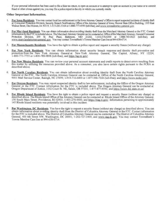 TowneBank notifies customers of potential data breach from vendor