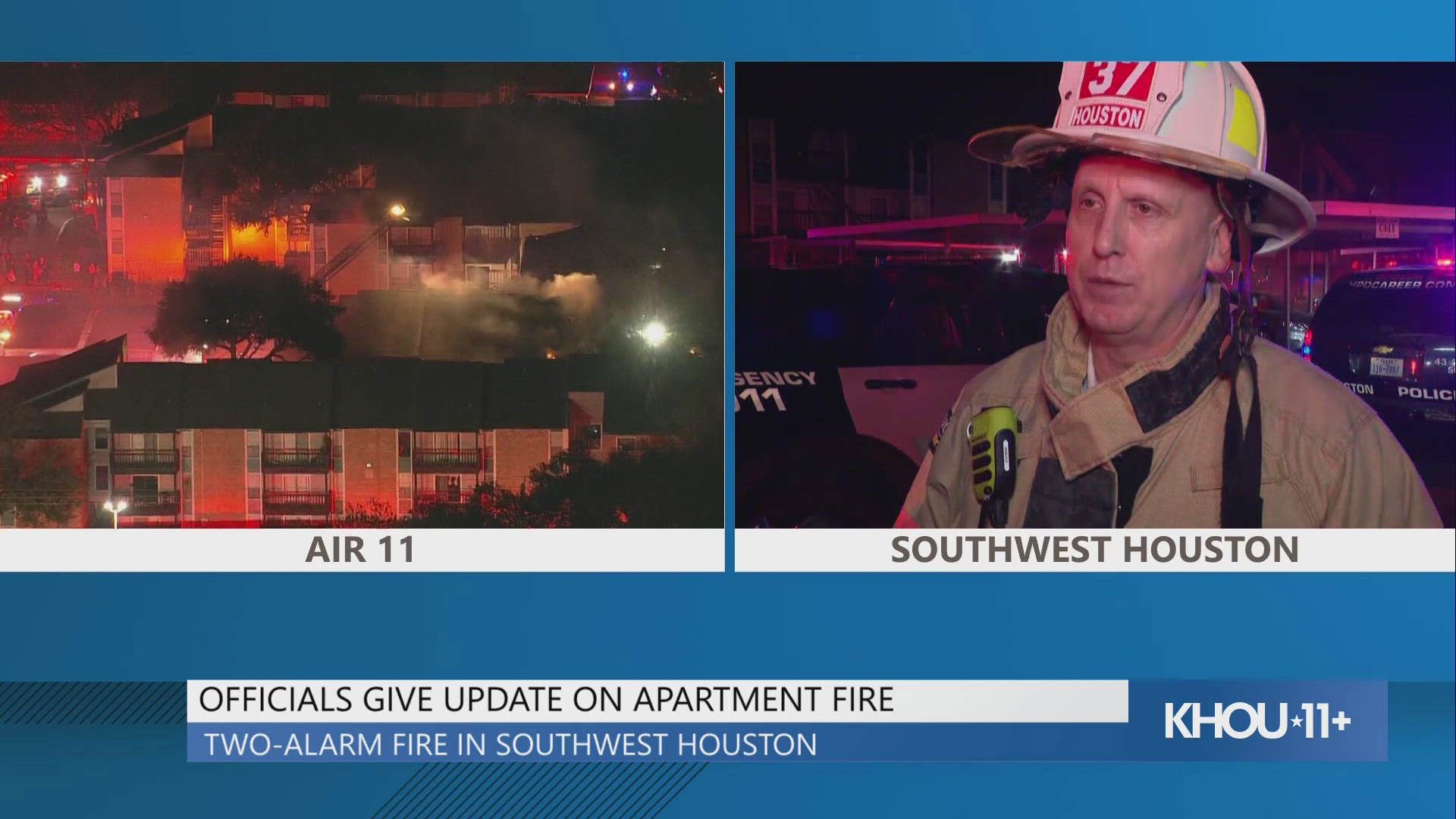 Two-alarm fire rips through multiple buildings at SW Houston apartment ...