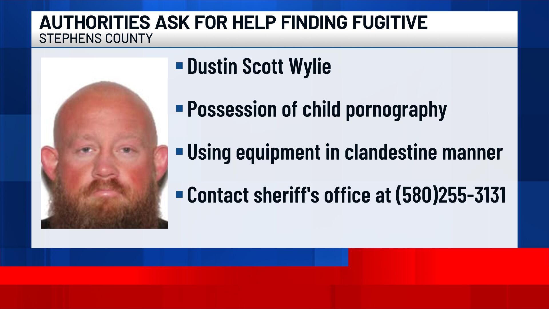 Stephens County deputies seek fugitive wanted for child porn charges