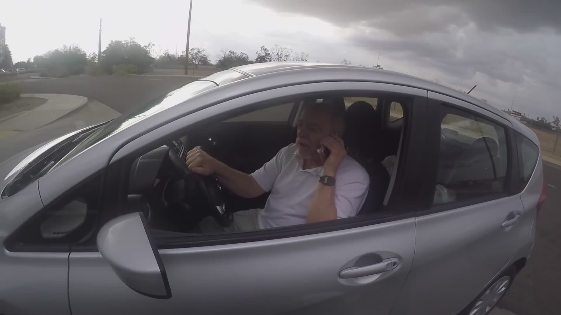 Angry old man confronts bikers as cool cops intervene