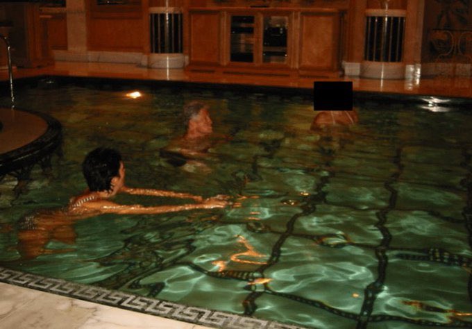 Clinton pictured swimming with Maxwell and unknown woman as Epstein ...