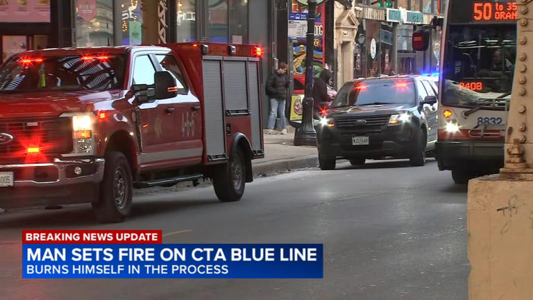 Man sets fire, burns himself on CTA Blue Line train one month after ...