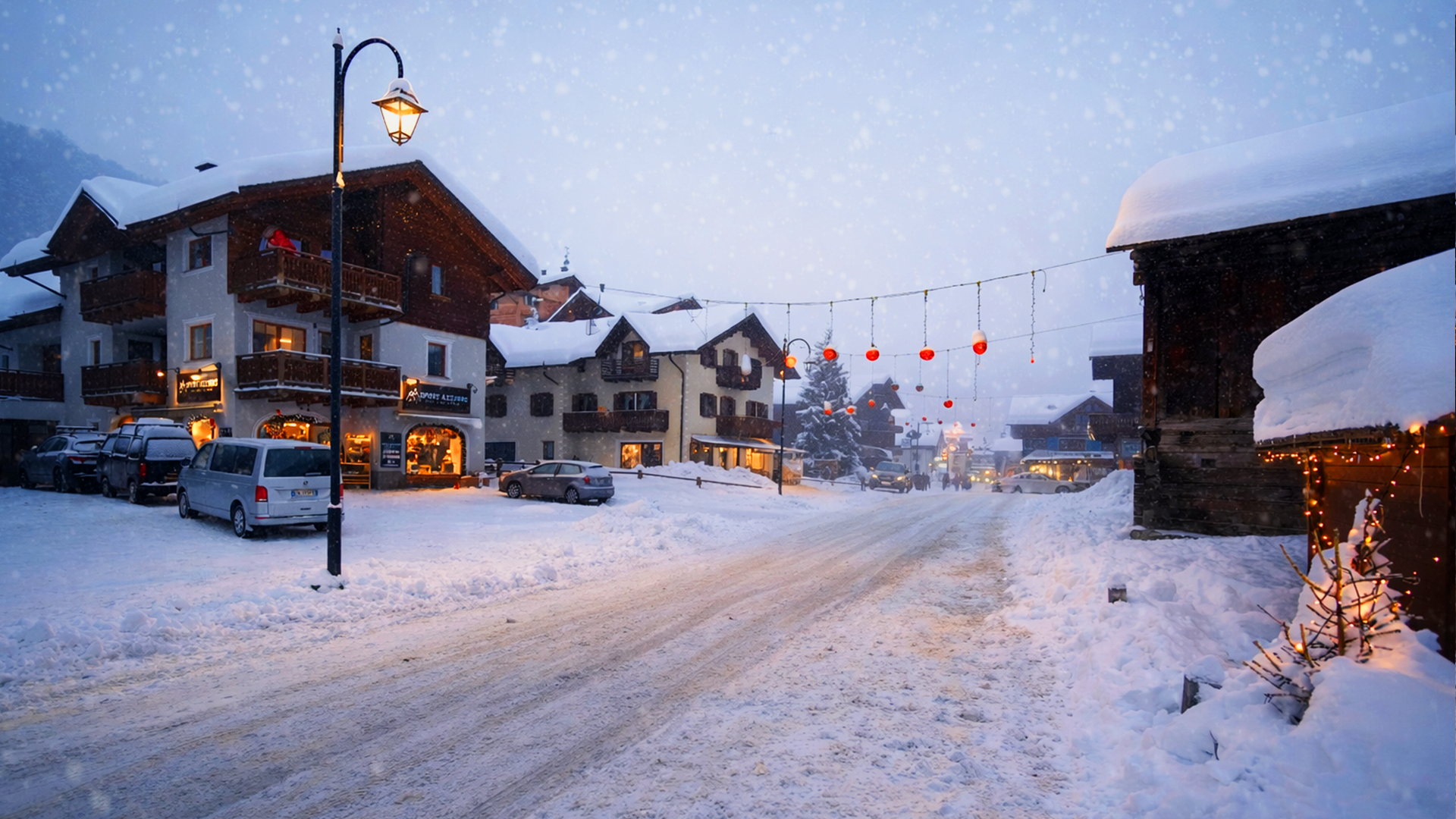 Livigno Italy: Snowy alpine town walk (4K)