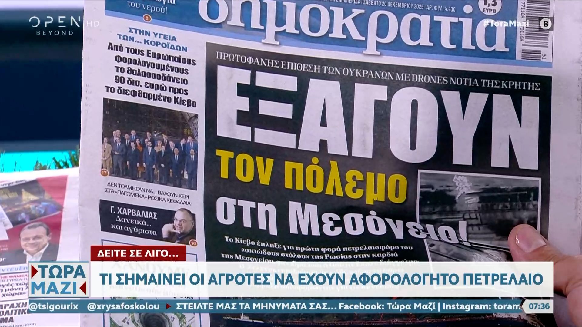 Εφημερίδες 20/12/25: Τα πρωτοσέλιδα
